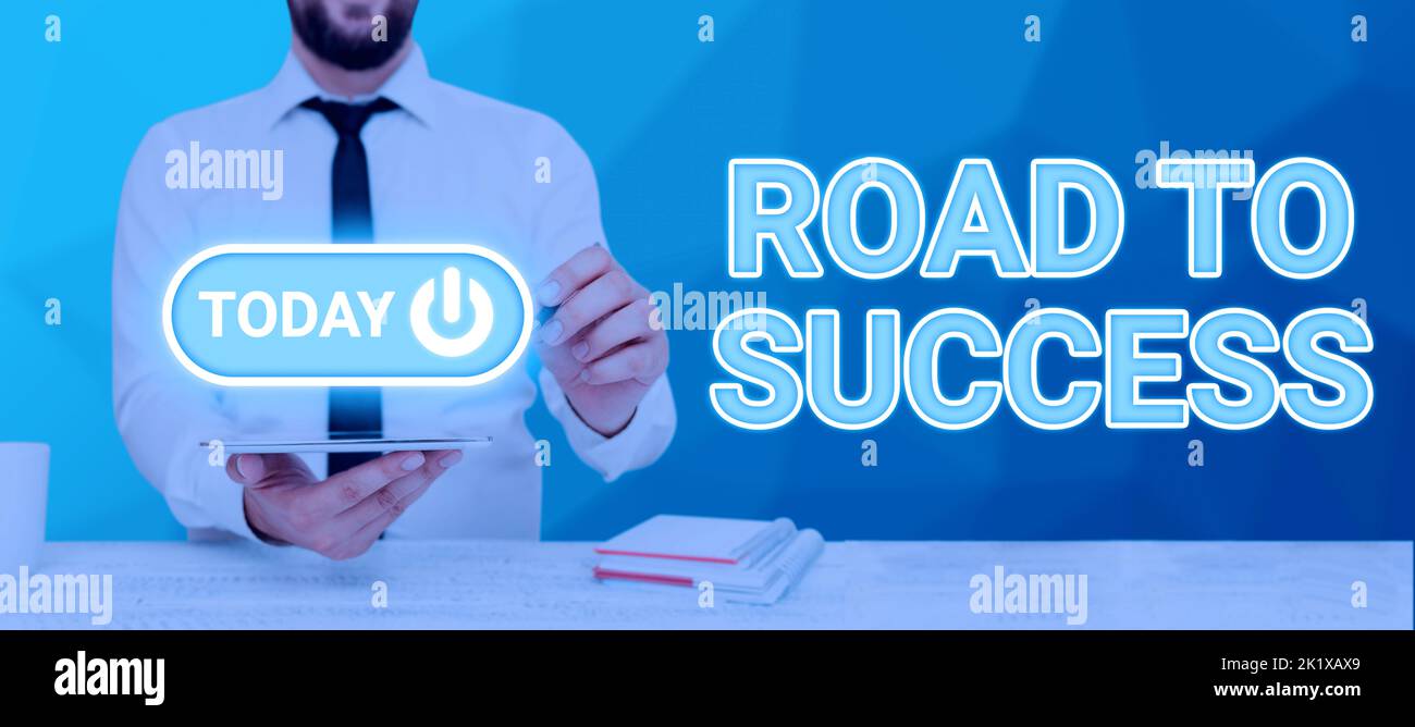 Text caption presenting Road To Successstudying really hard Improve ...