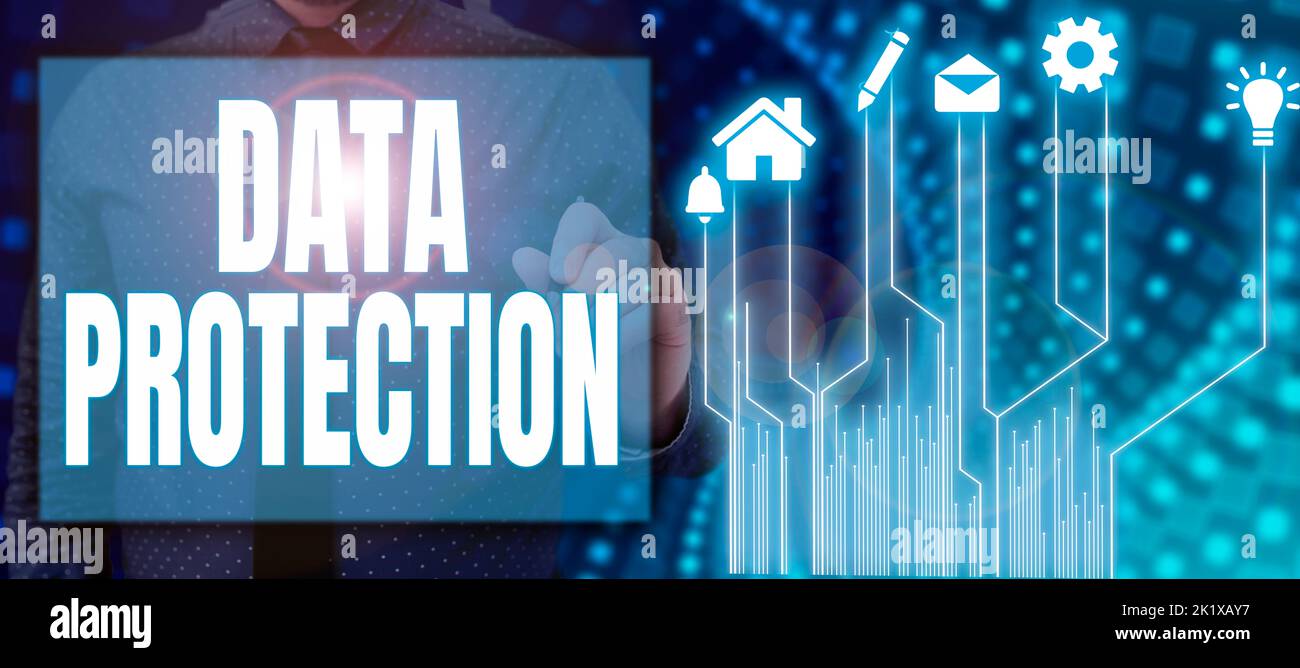 Hand writing sign Data ProtectionProtect IP addresses and personal data ...