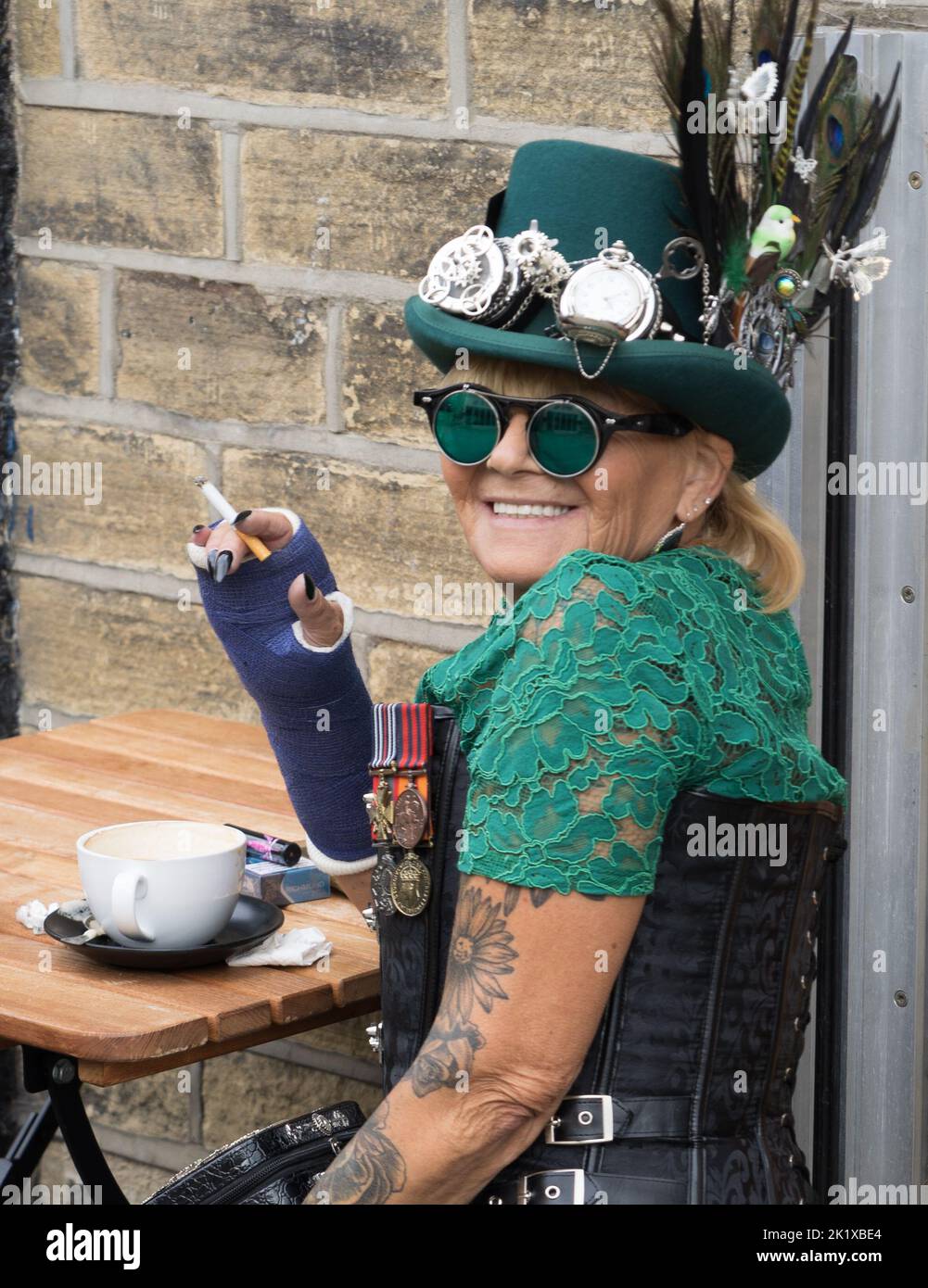 Colourful characters at Hebden Bridge Steam Punk weekend Stock Photo ...