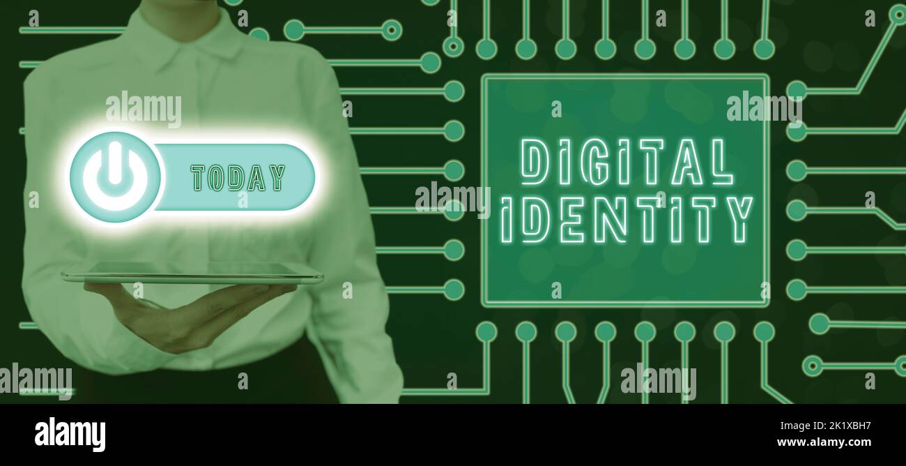 Sign displaying Digital Identityinformation on entity used by computer ...