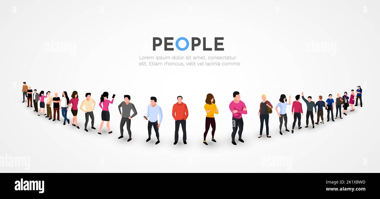 Group of people staying in line. Our team concept. Background with ...