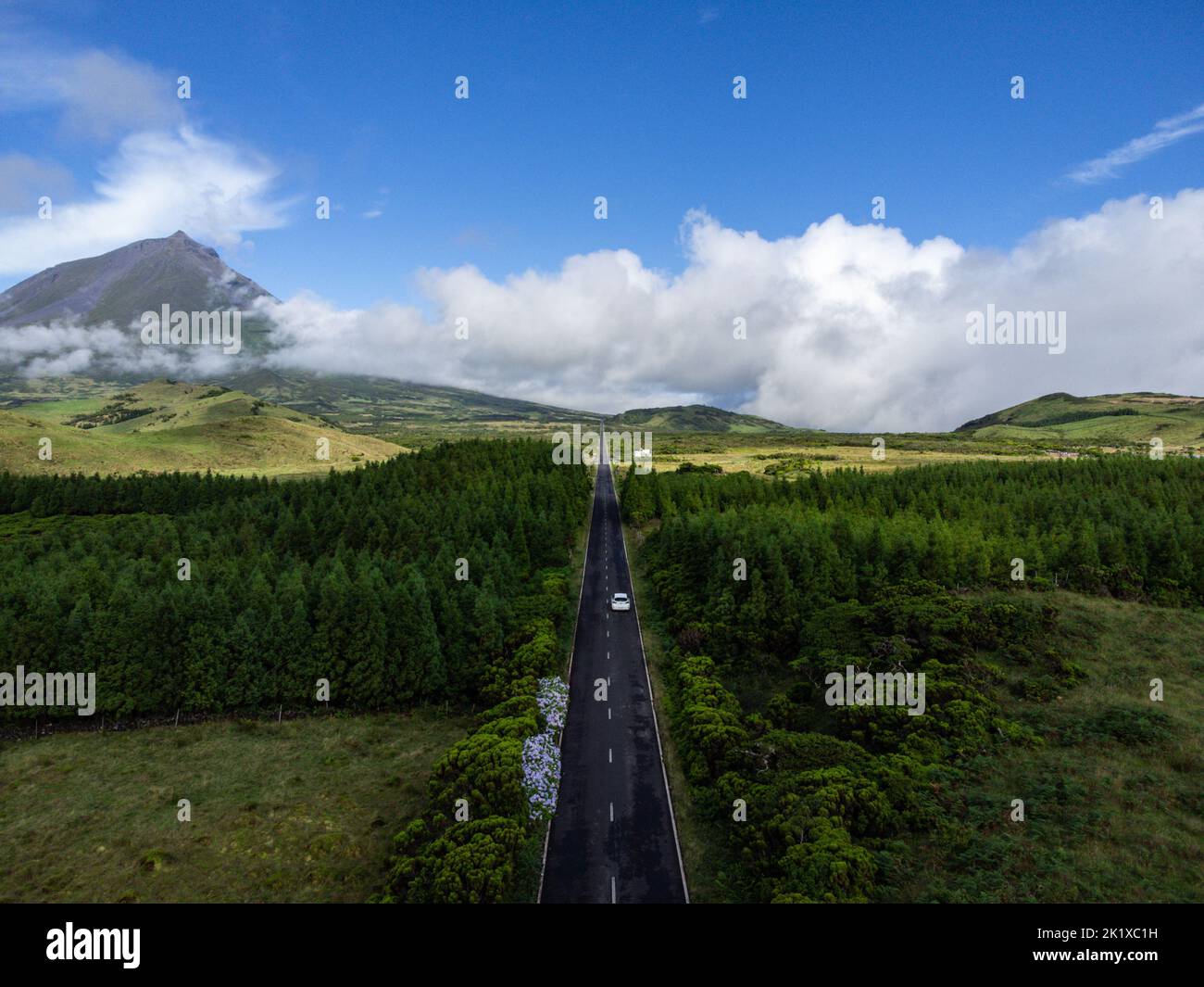 The longest straight road on Pico Island with the Portugal's highest ...