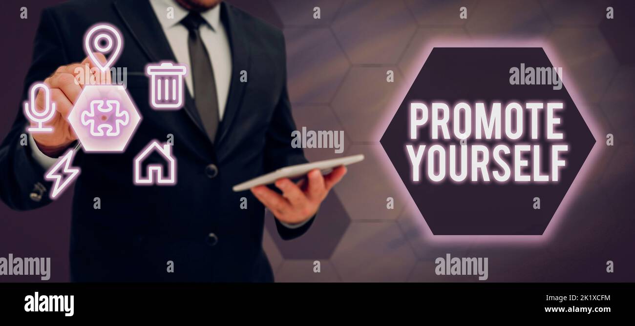 Conceptual display Promote Yourselfmarket and introduce to others ...