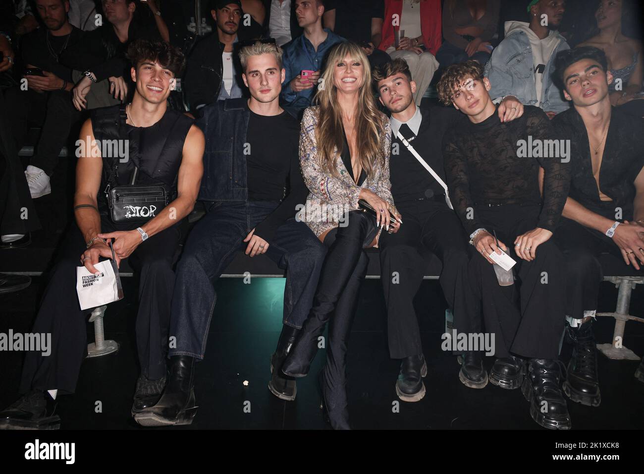 Milan, Italy, September 20, 2022. Heidi Klum with Elevator Boys: Jacob ...