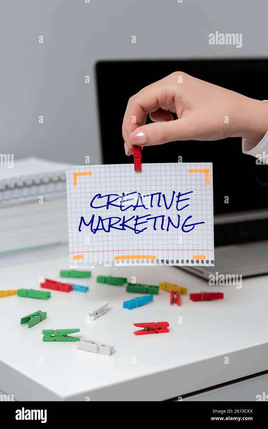 Hand writing sign Creative MarketingCampaigning to meet the advertising ...