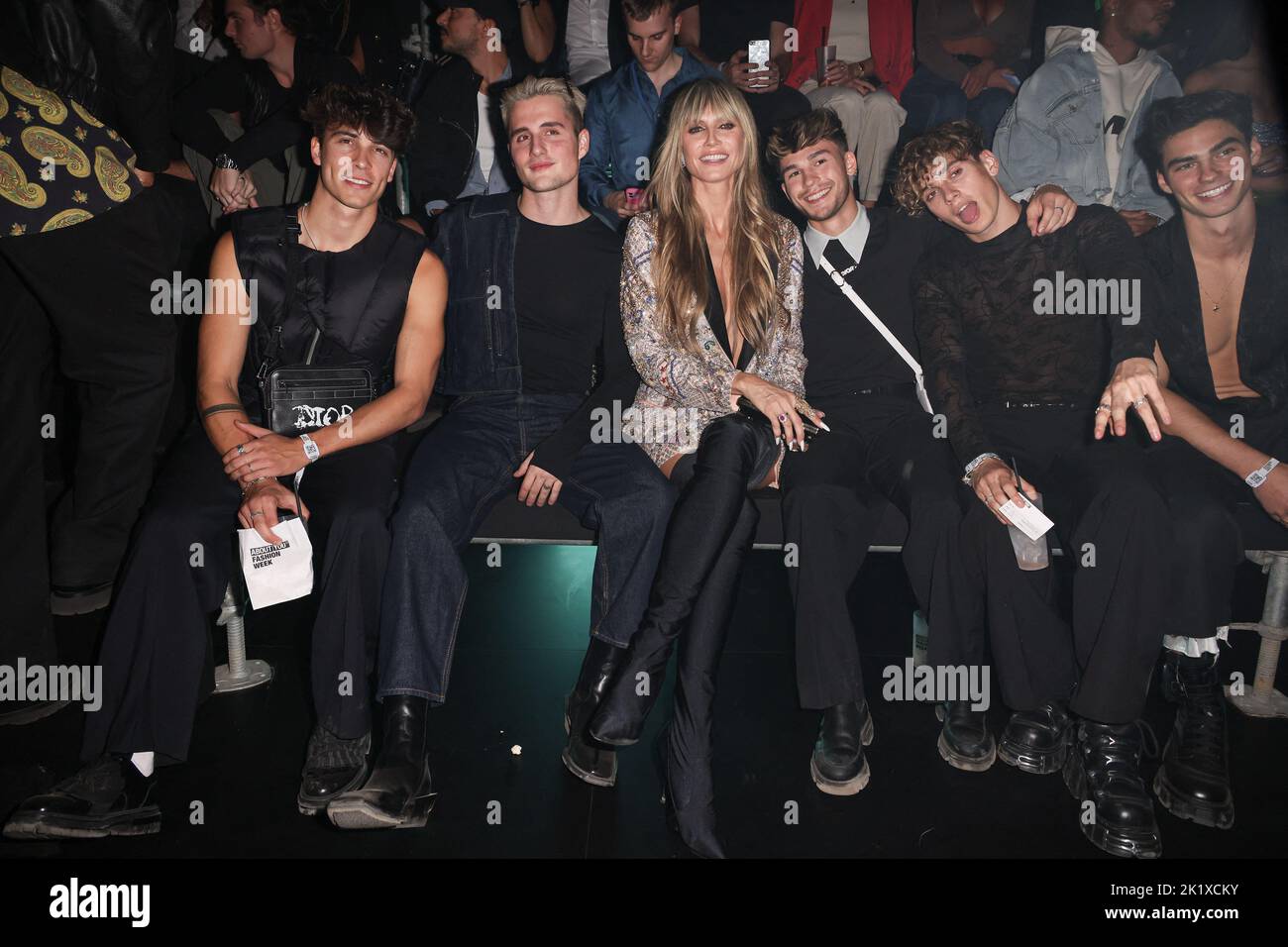 Milan, Italy, September 20, 2022. Heidi Klum with Elevator Boys: Jacob ...