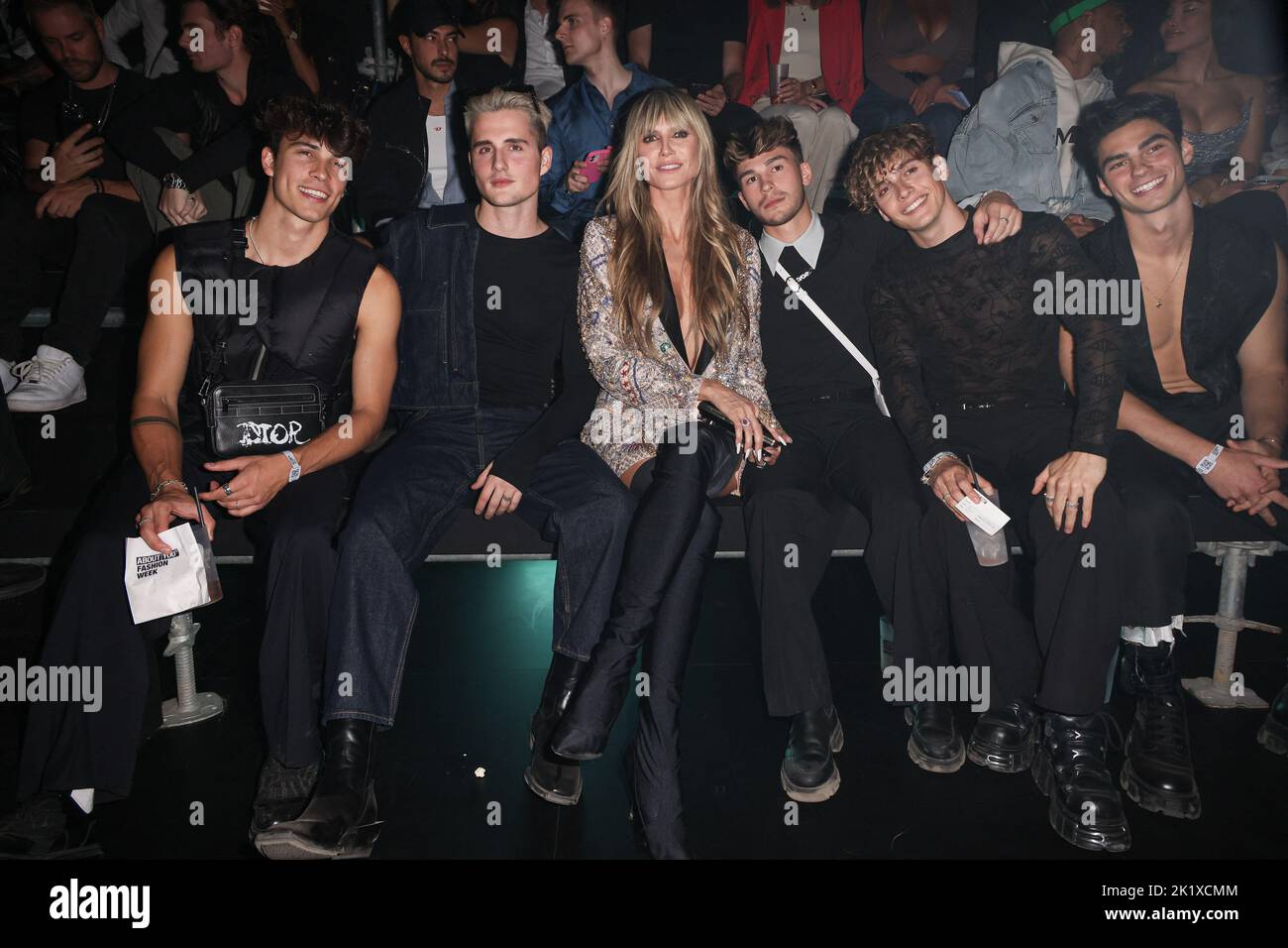 Milan, Italy, September 20, 2022. Heidi Klum with Elevator Boys: Jacob ...