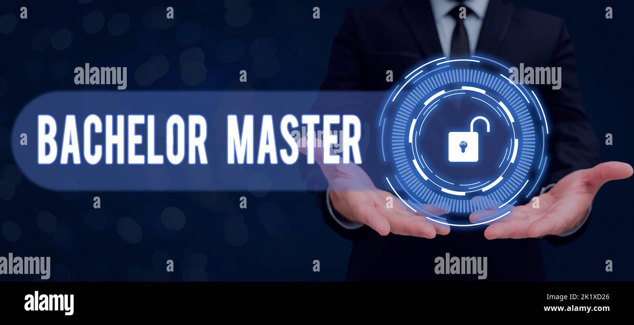 Hand writing sign Bachelor MasterAn advanced degree completed after ... Hand writing sign Bachelor MasterAn advanced degree completed after ...