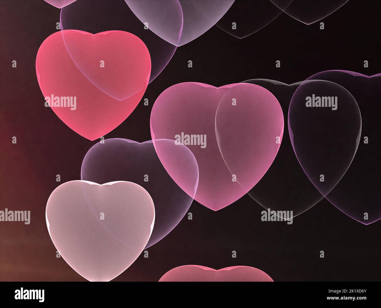 Glowing fractal neon hearts. Happy Valentine's Day. Fractal ...