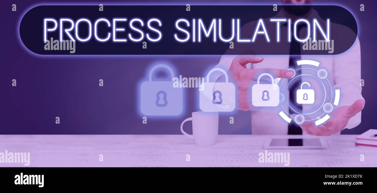 Text sign showing Process SimulationTechnical Representation Fabricated ...