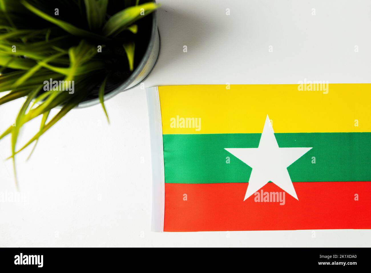 Myanmar national flag isolated over white background Stock Photo - Alamy