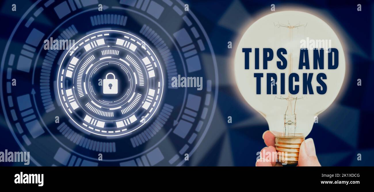 Text sign showing Tips And Tricks helpful advices that makes certain ...