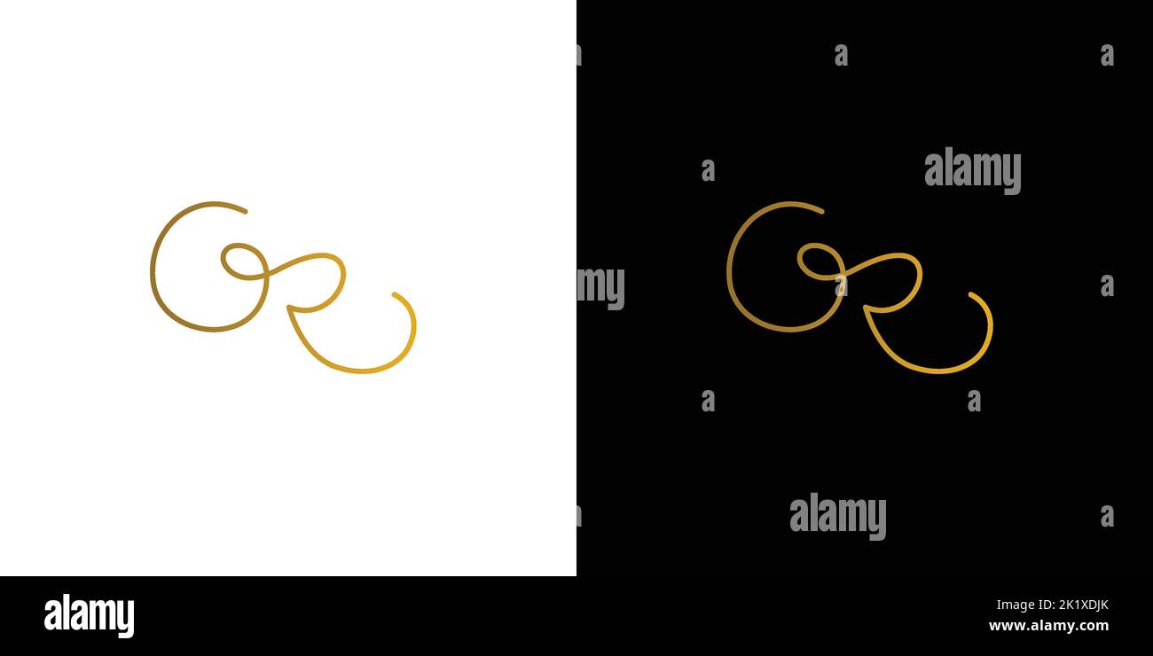 Simple and luxury handwritten letter GR initials logo design Stock ...