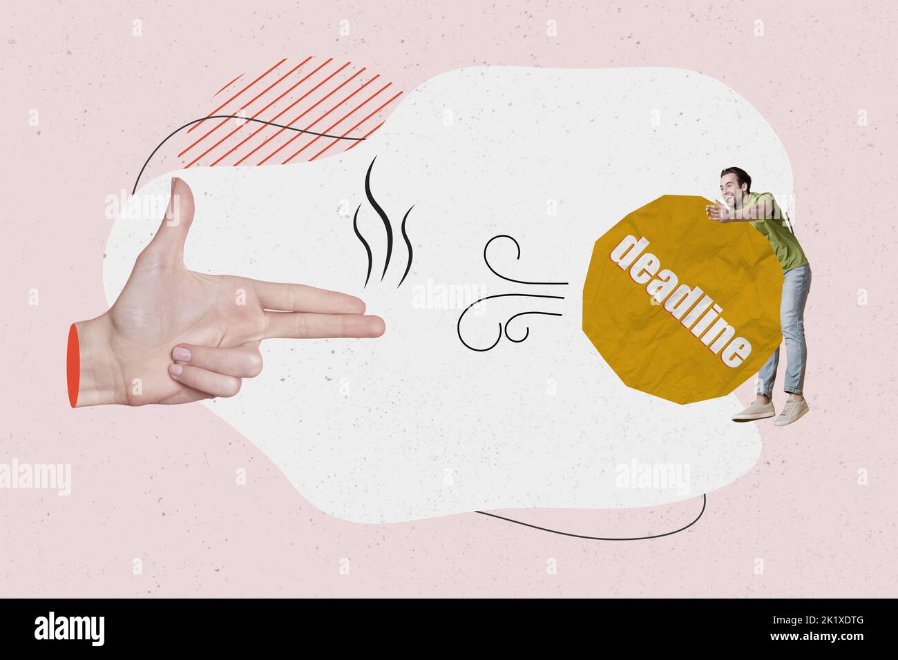 Creative drawing collage picture of big hand showing gun gesture client ...