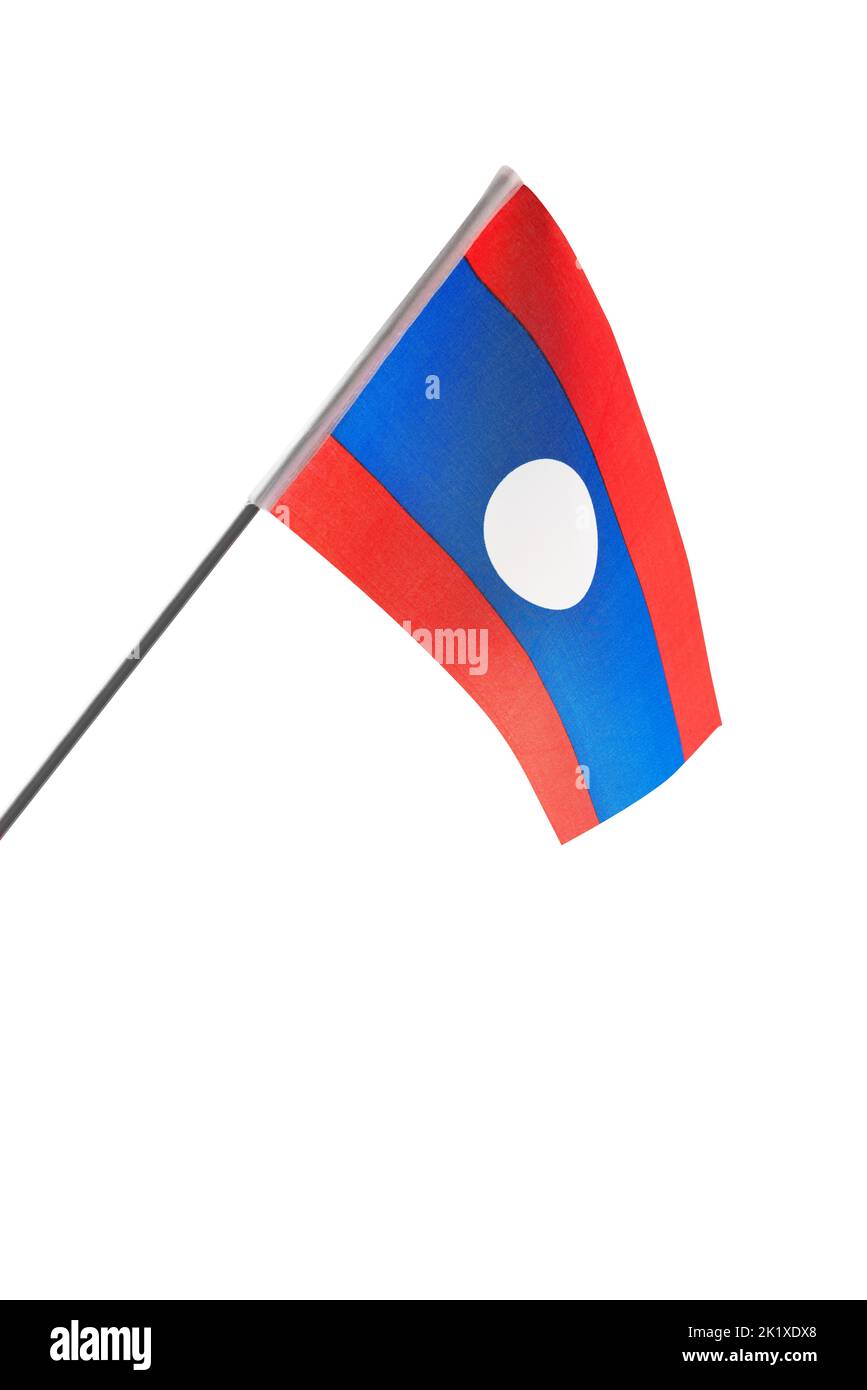 Laos' national flag isolated over white background Stock Photo - Alamy