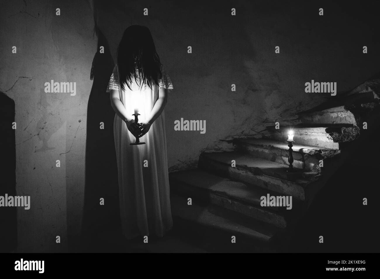 Ghost in abandoned, haunted house. Horror scene of scary spirit of a ...