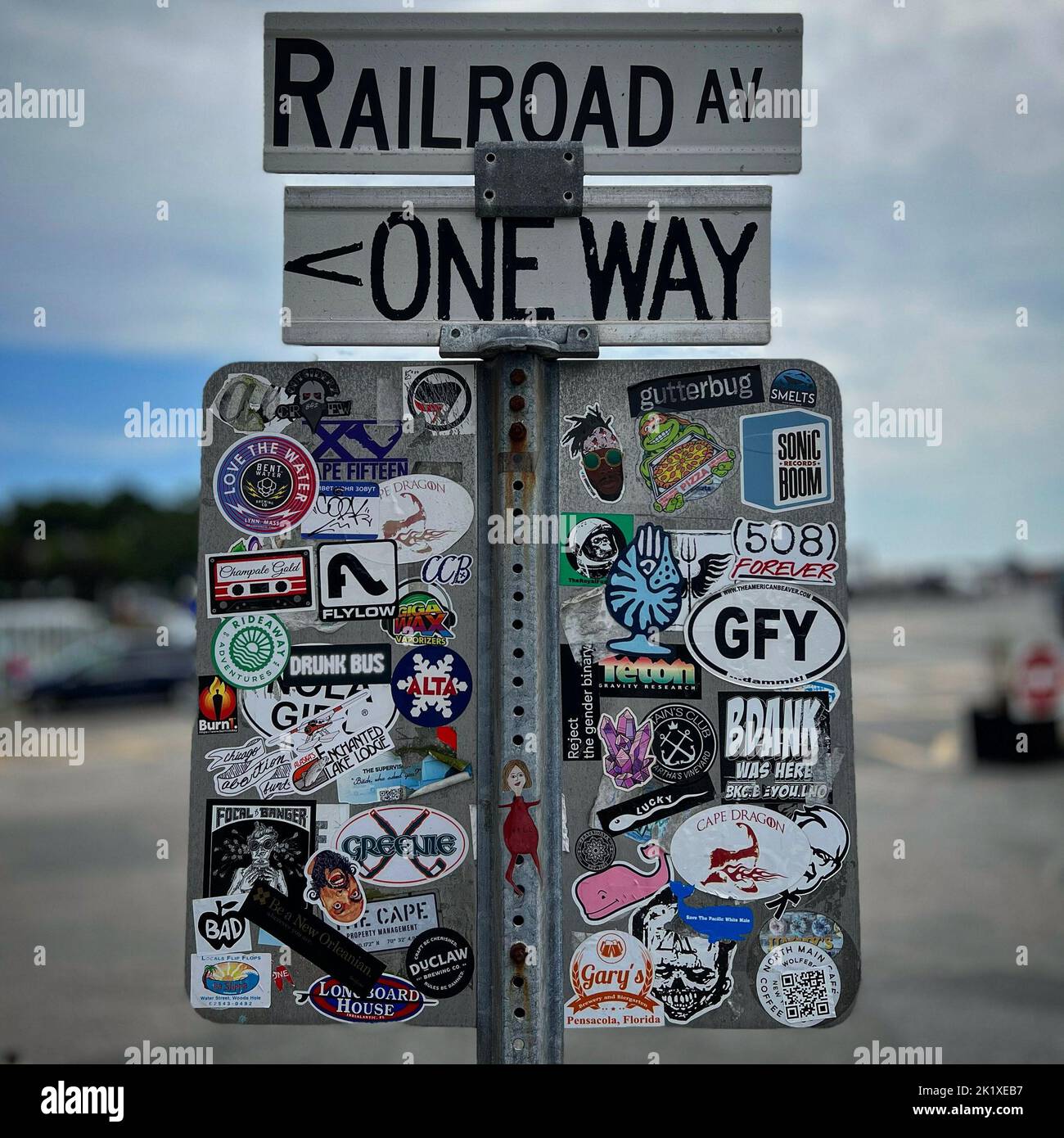 Traffic sign with stickers hi-res stock photography and images - Alamy