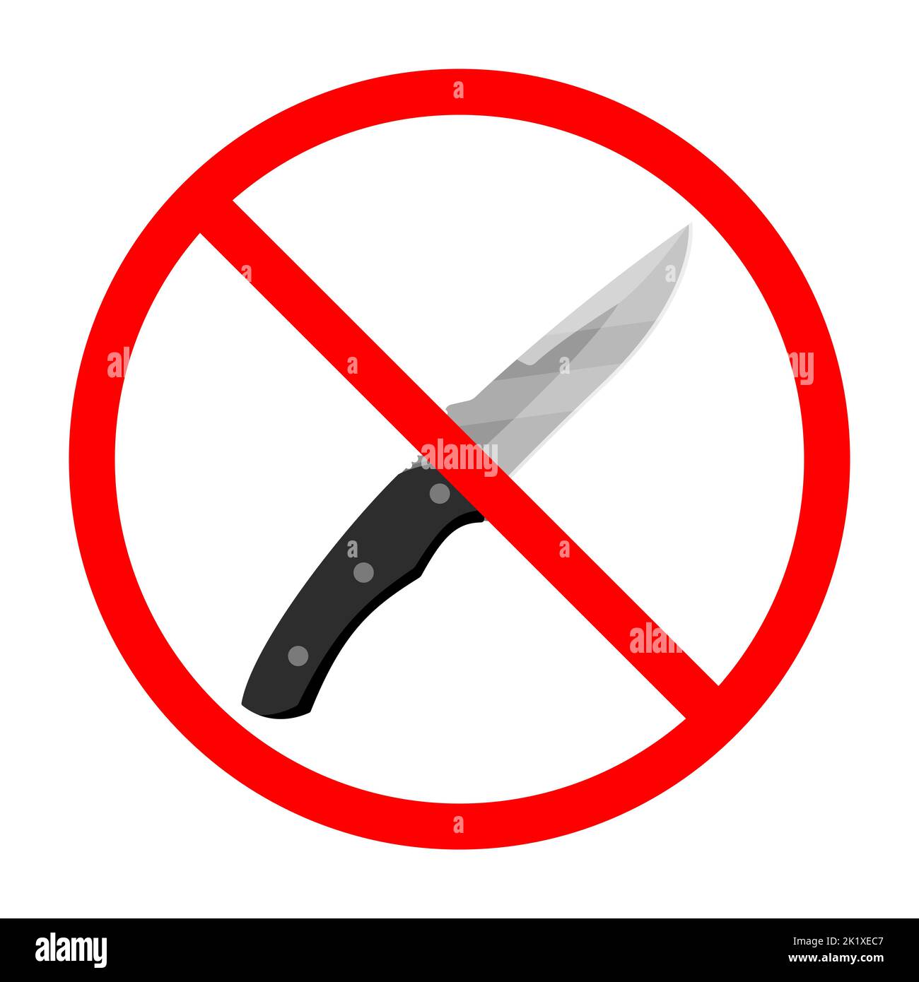 Knife ban sign. Knife forbidden. Dangerous weapon. Red prohibition sign ...