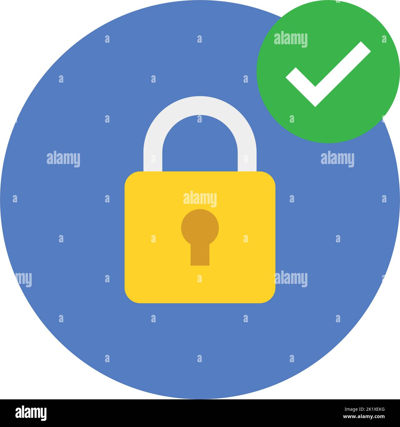 Security icon. Modern flat vector icon, Circle with padlock and check ...