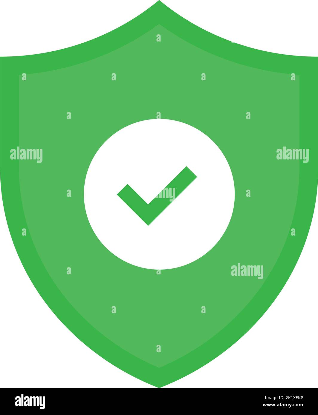 Green badge icon with shield and check mark. Modern flat vector ...