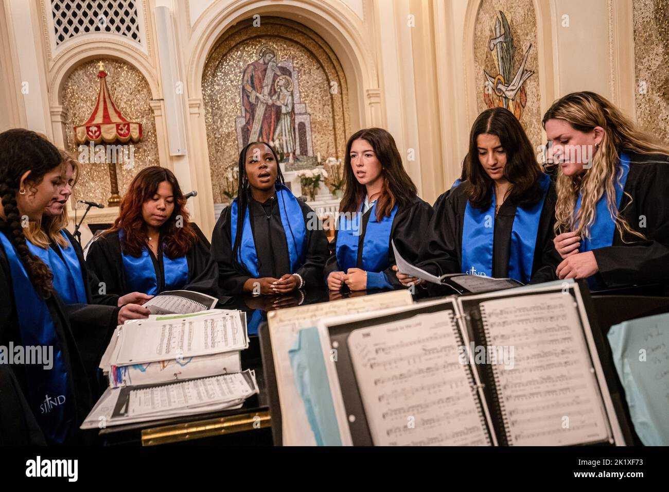 Students seen singing religious songs at St Joseph Basilica during the ...