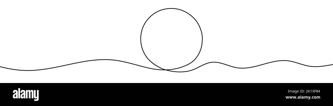 Continuous line drawing of round frame. One line icon of frame. One ...