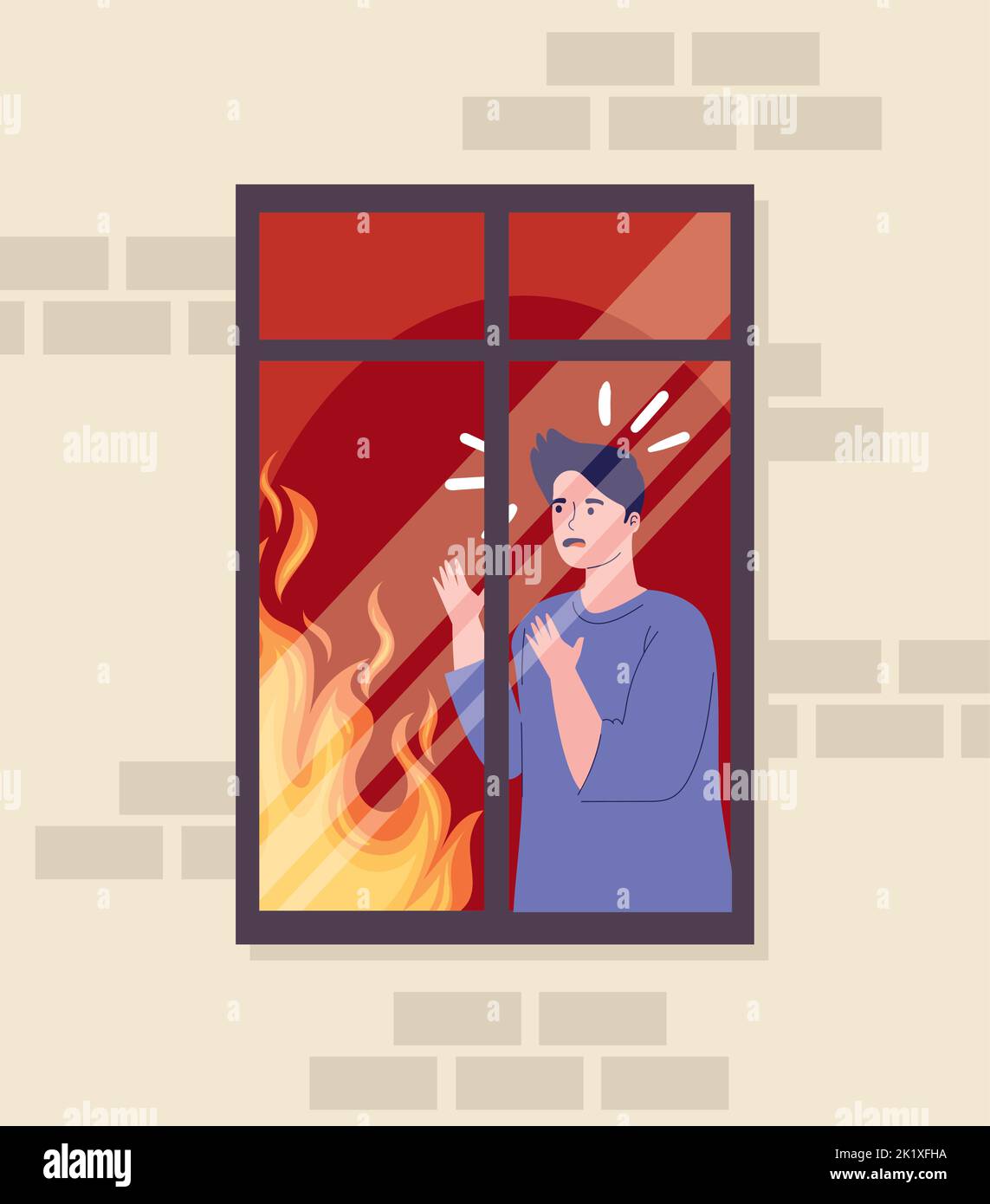 scared man in fire Stock Vector Image & Art - Alamy