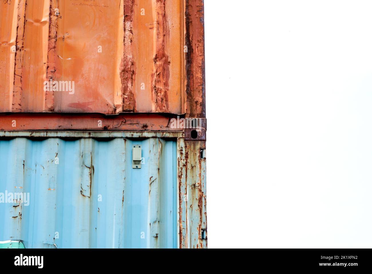 Stack of cargo container isolated over white background Stock Photo - Alamy