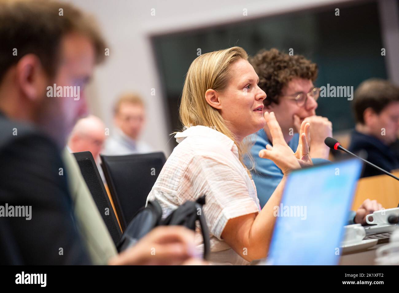 Groen's Eva Platteau is seen at a session of the chamber commission for ...