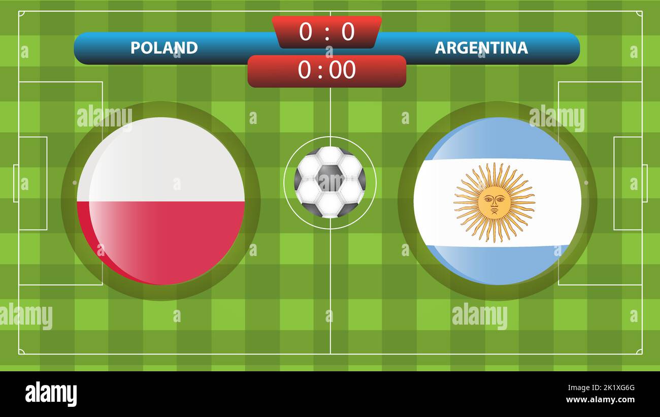 Poland vs Argentina scoreboard template for soccer competition. Vector ...