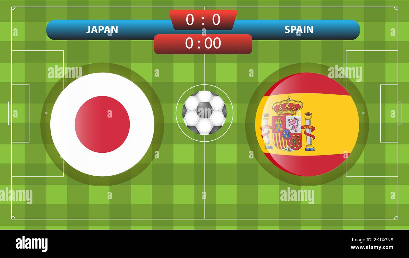 Japan vs Spain scoreboard template for soccer competition. Vector ...