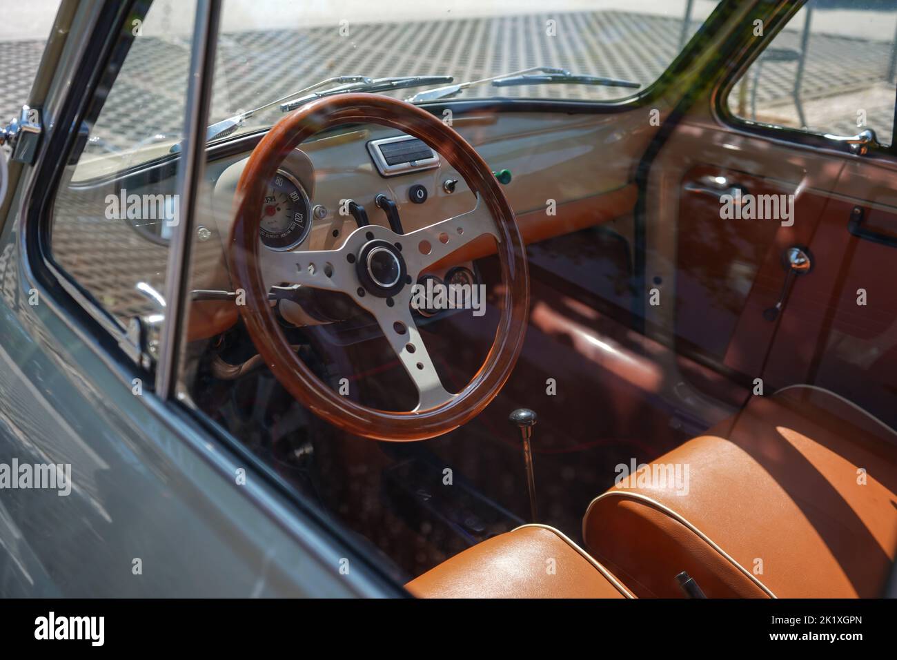 Interior of classic vintage car. Retro Car Dashboard Stock Photo - Alamy