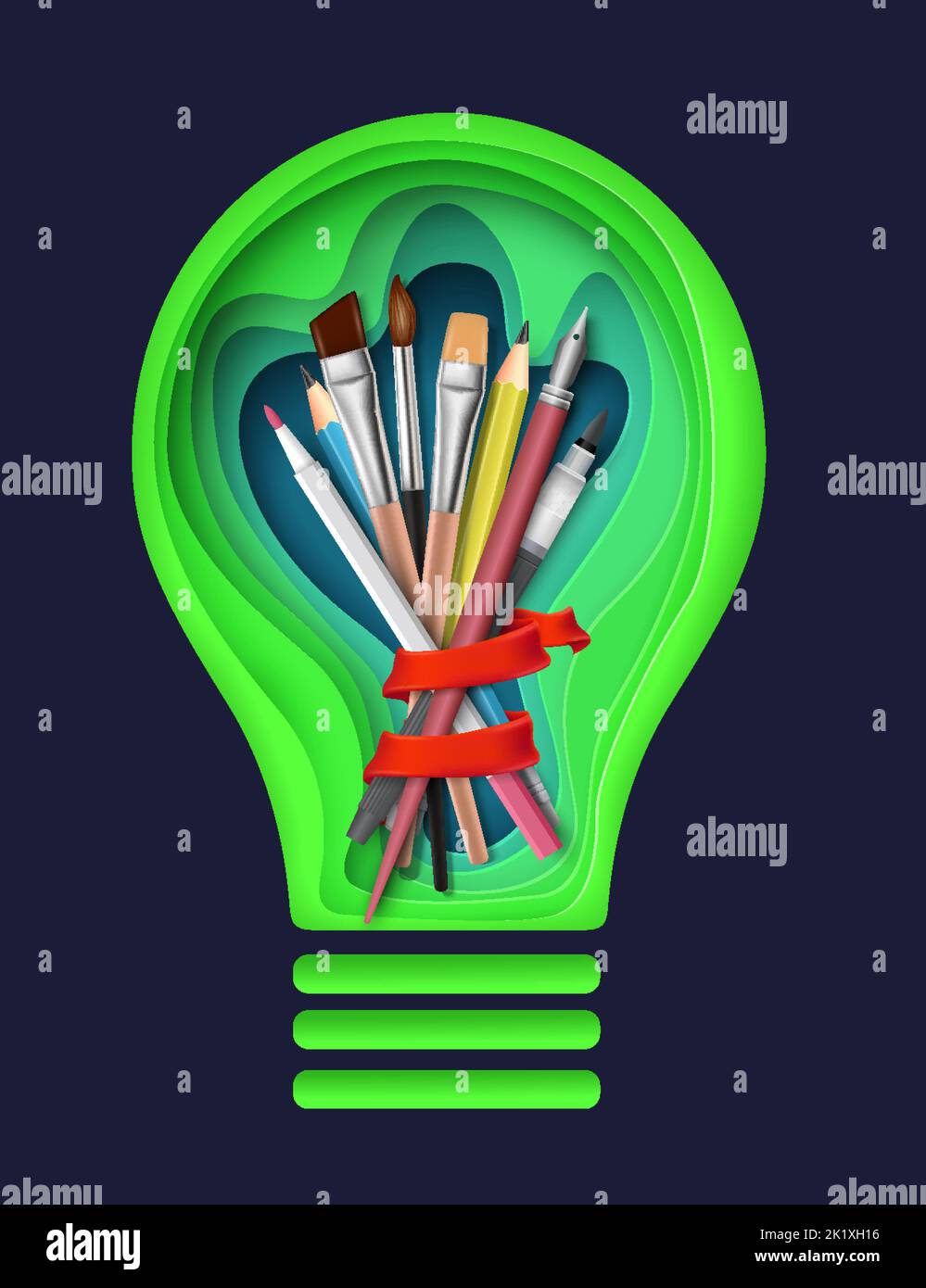 Creative art vector with lightbulb, pencil, brush Stock Vector Image & Art - Alamy