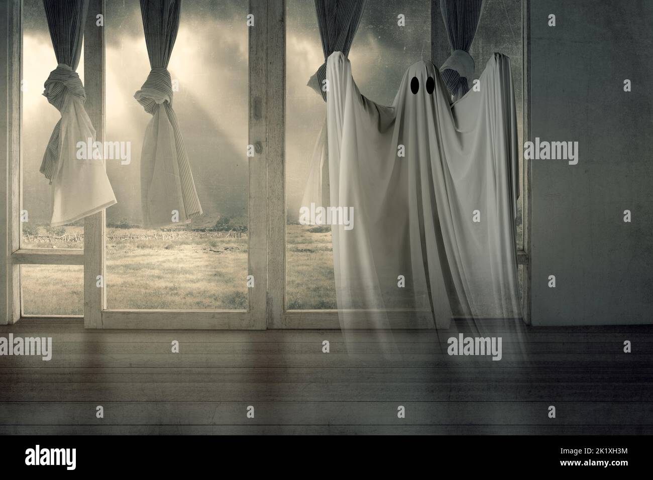 White ghost haunting abandoned hi-res stock photography and images - Alamy