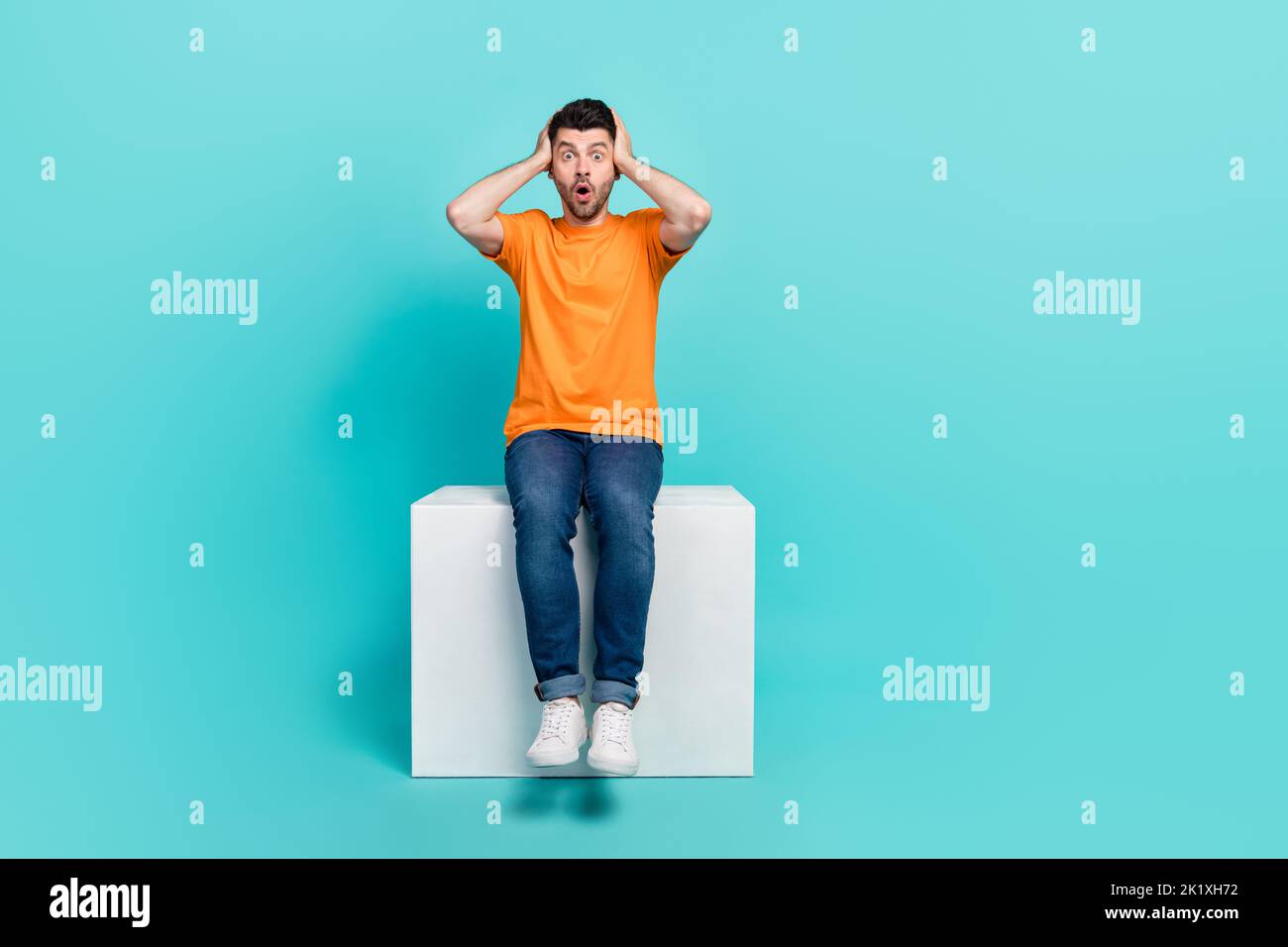 Full size photo of guy impressed incredible advertisement isolated on ...