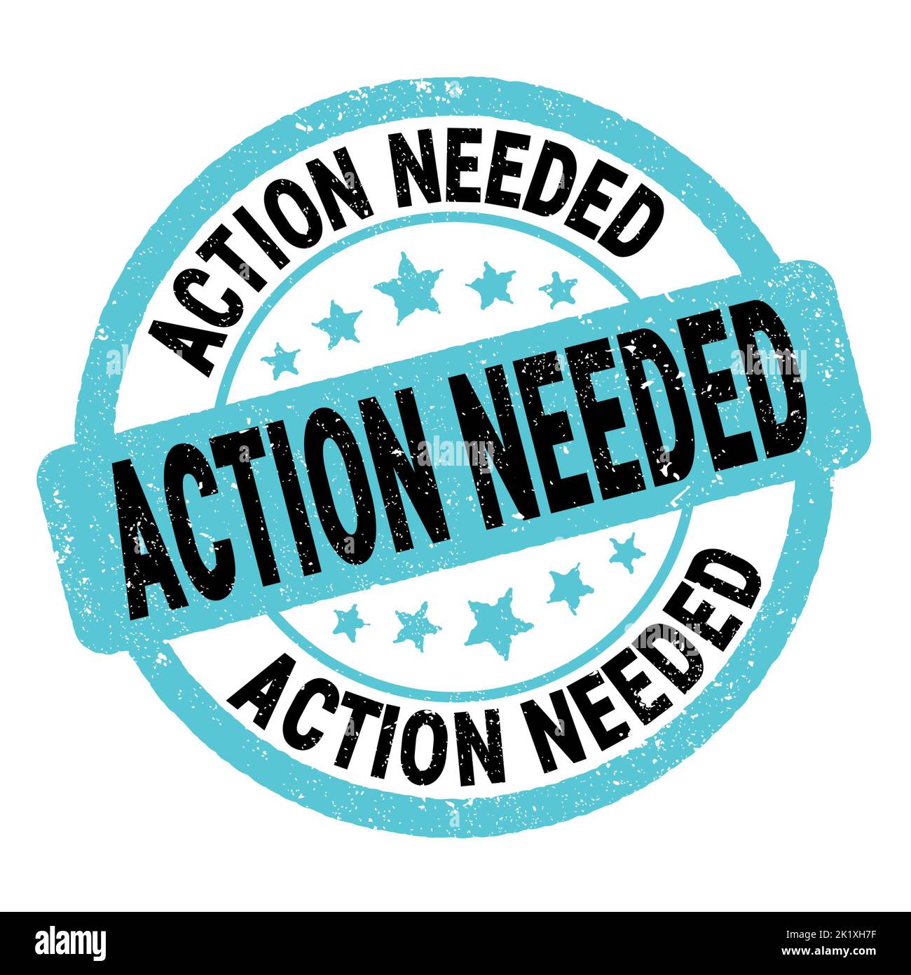 ACTION NEEDED text written on blue-black grungy stamp sign Stock Photo ...
