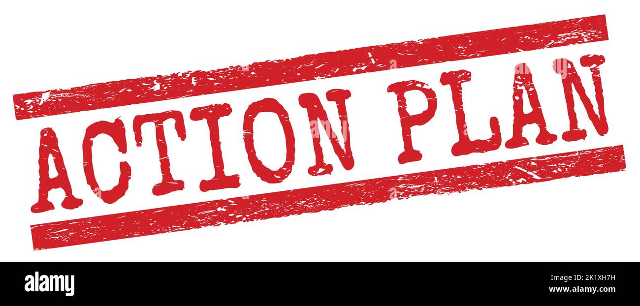 ACTION PLAN text written on red grungy lines stamp sign Stock Photo - Alamy