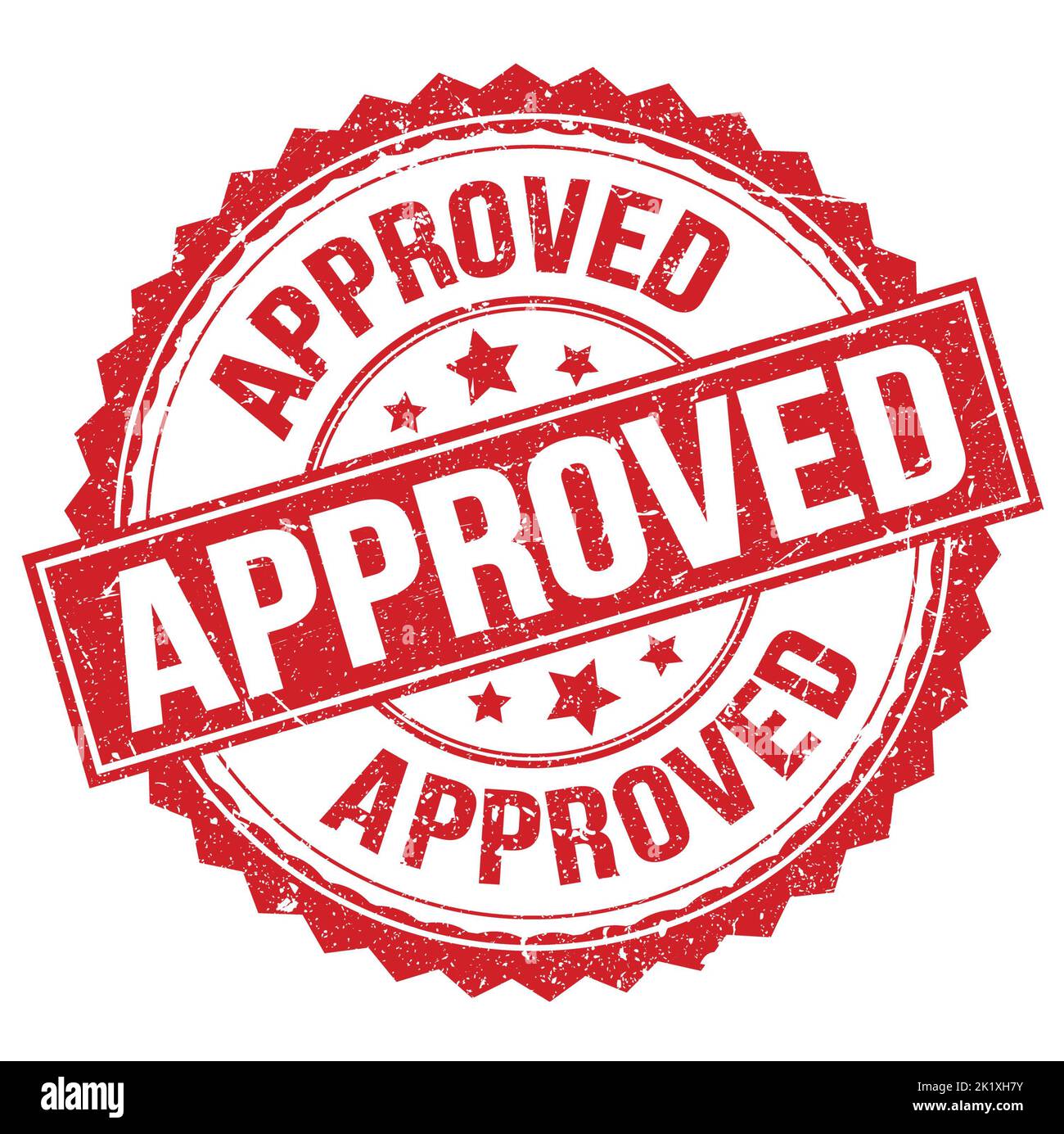 APPROVED text written on red round stamp sign Stock Photo - Alamy