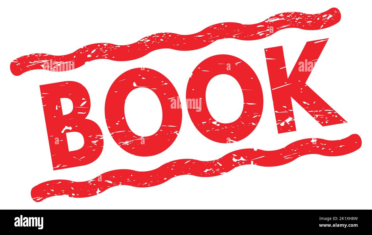 BOOK text written on red lines stamp sign Stock Photo - Alamy