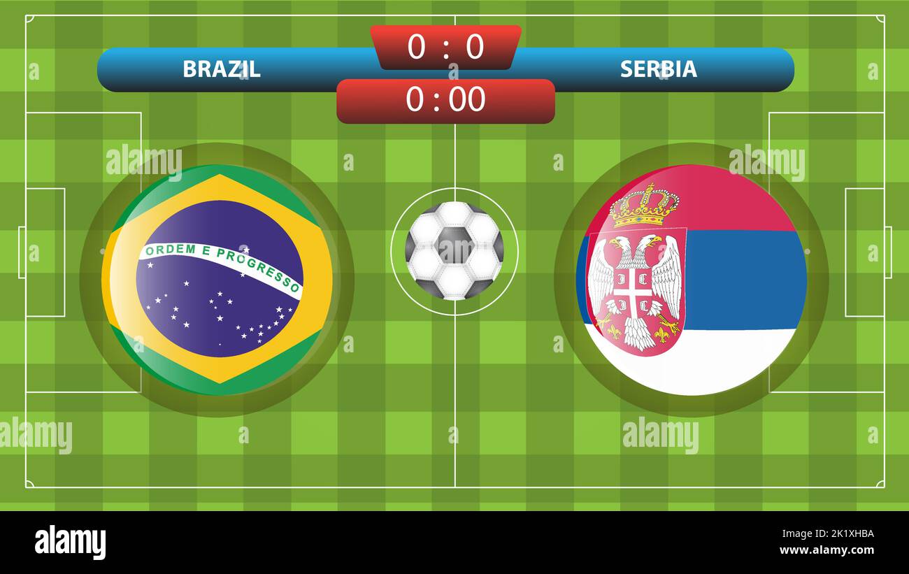 Brazil vs Serbia scoreboard template for soccer competition. Vector ...