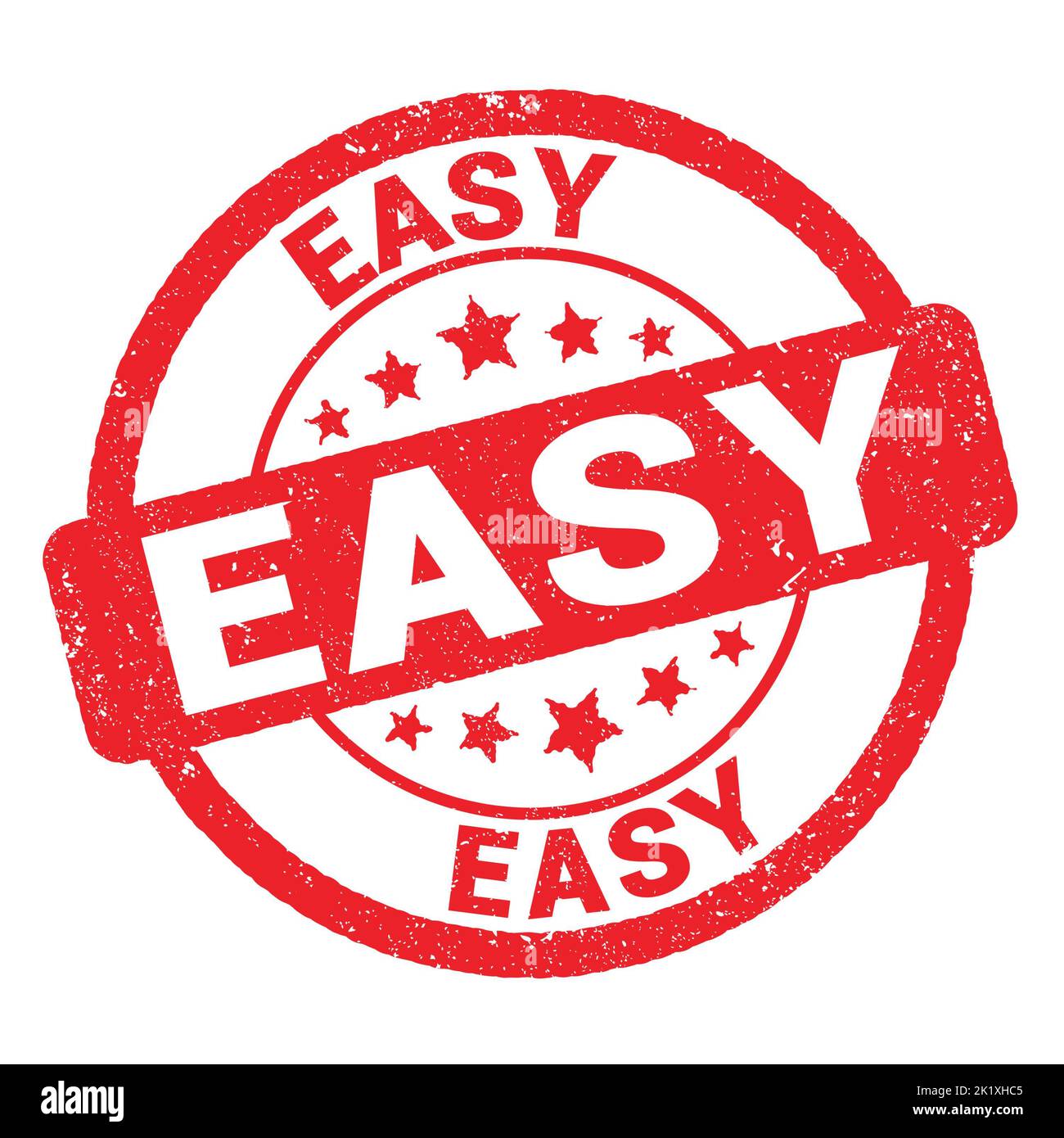 EASY text written on red grungy stamp sign Stock Photo - Alamy