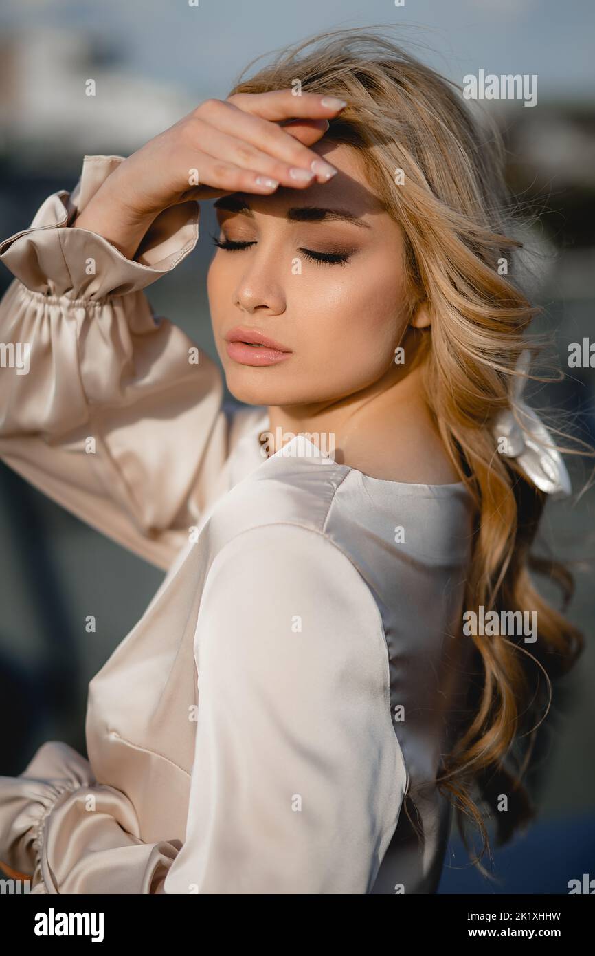 Romantic lady in silk hi-res stock photography and images - Alamy