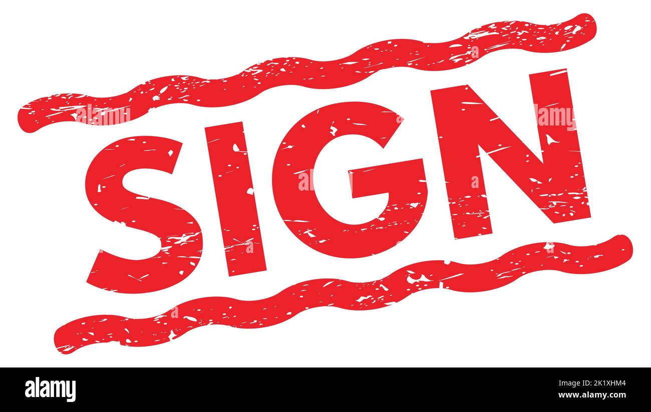 SIGN text written on red lines stamp sign Stock Photo - Alamy
