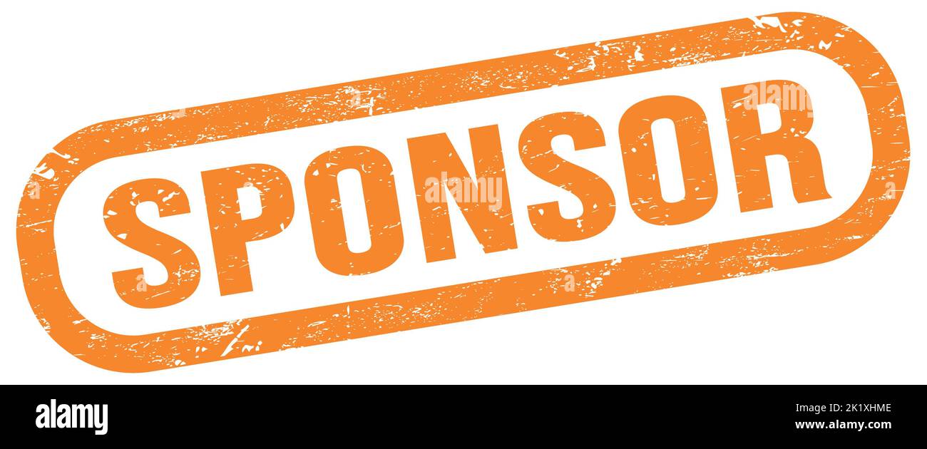 SPONSOR, text on orange rectangle stamp sign Stock Photo - Alamy