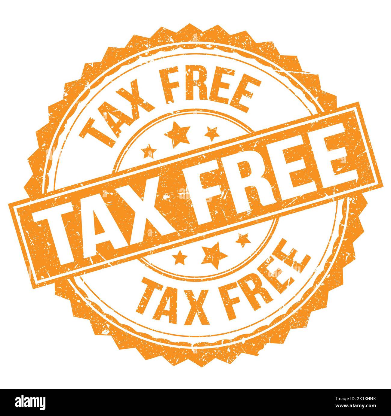 TAX FREE text written on orange round stamp sign Stock Photo - Alamy