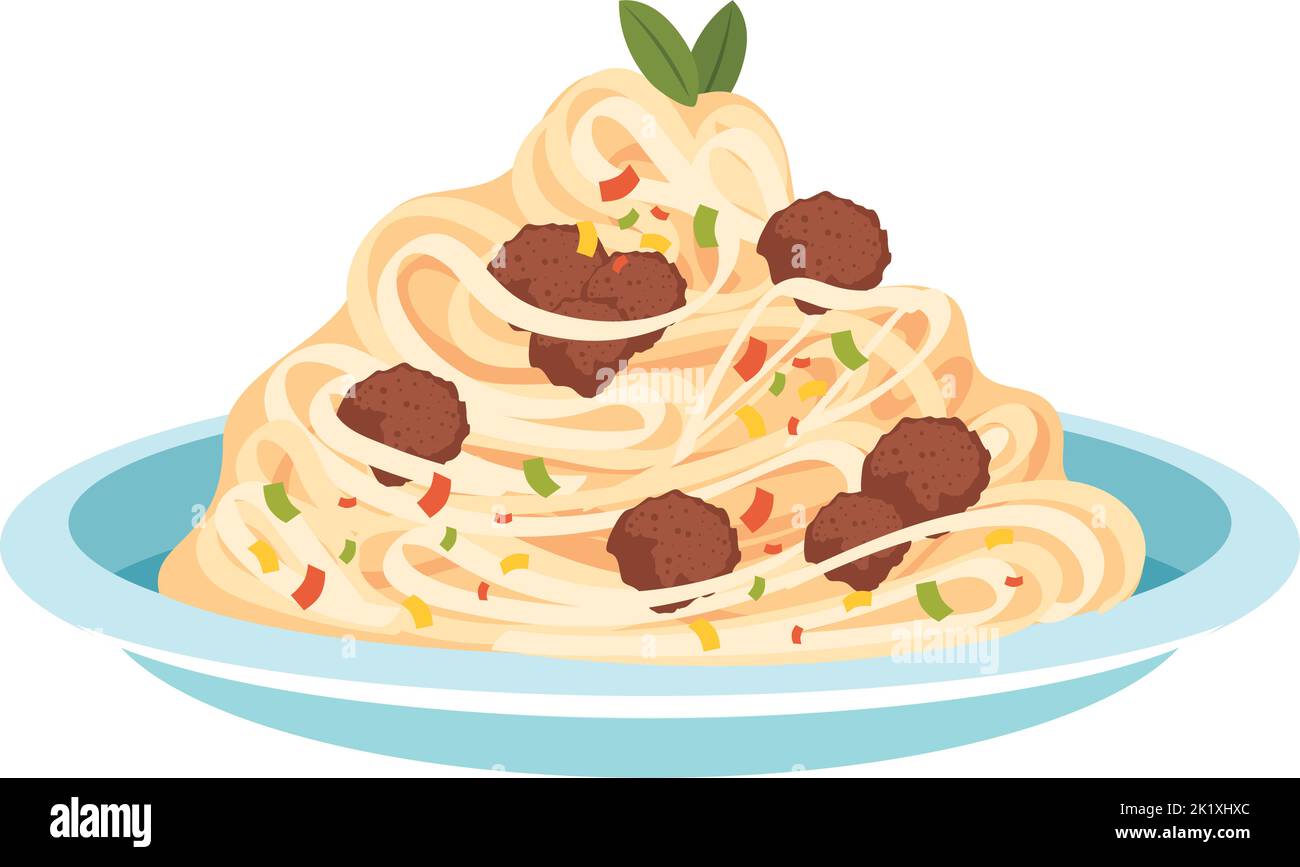 spaghetti with meatballs italian food Stock Vector Image & Art - Alamy