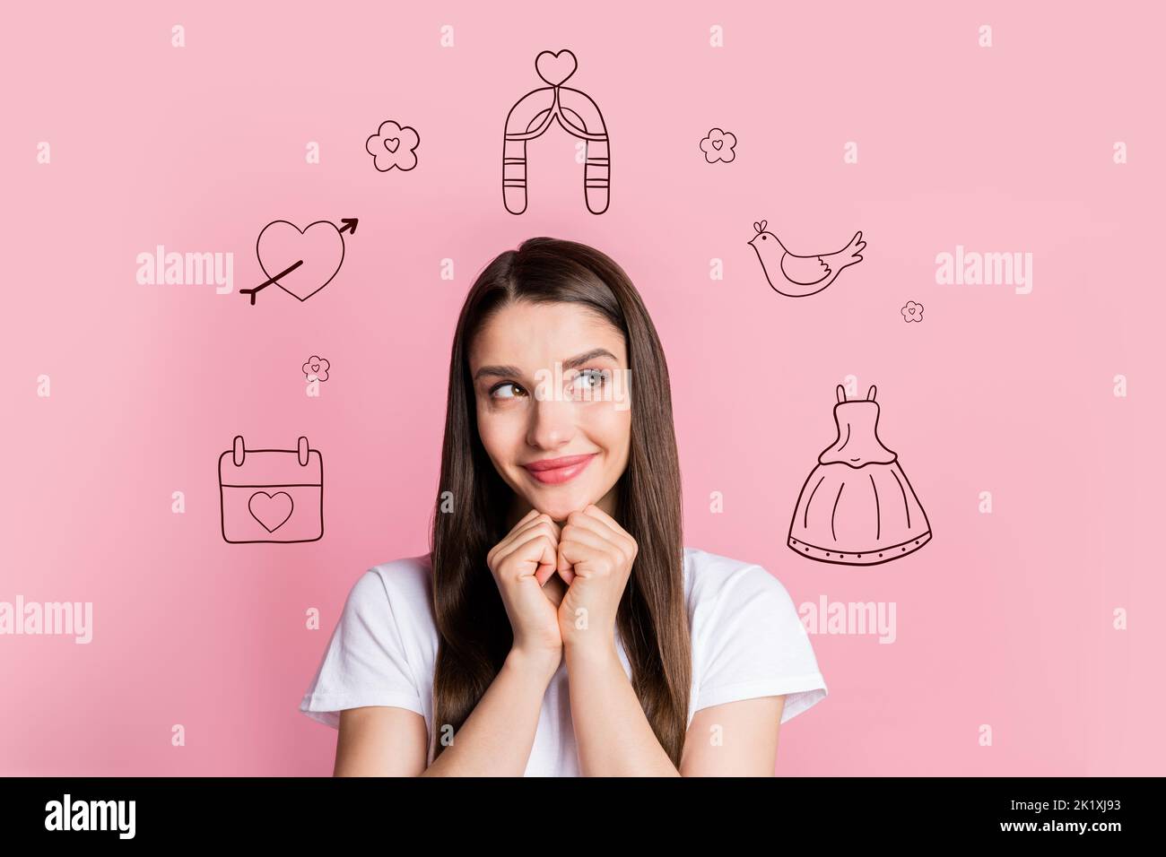 Creative photo 3d collage poster postcard artwork of dreamy cute lady ...