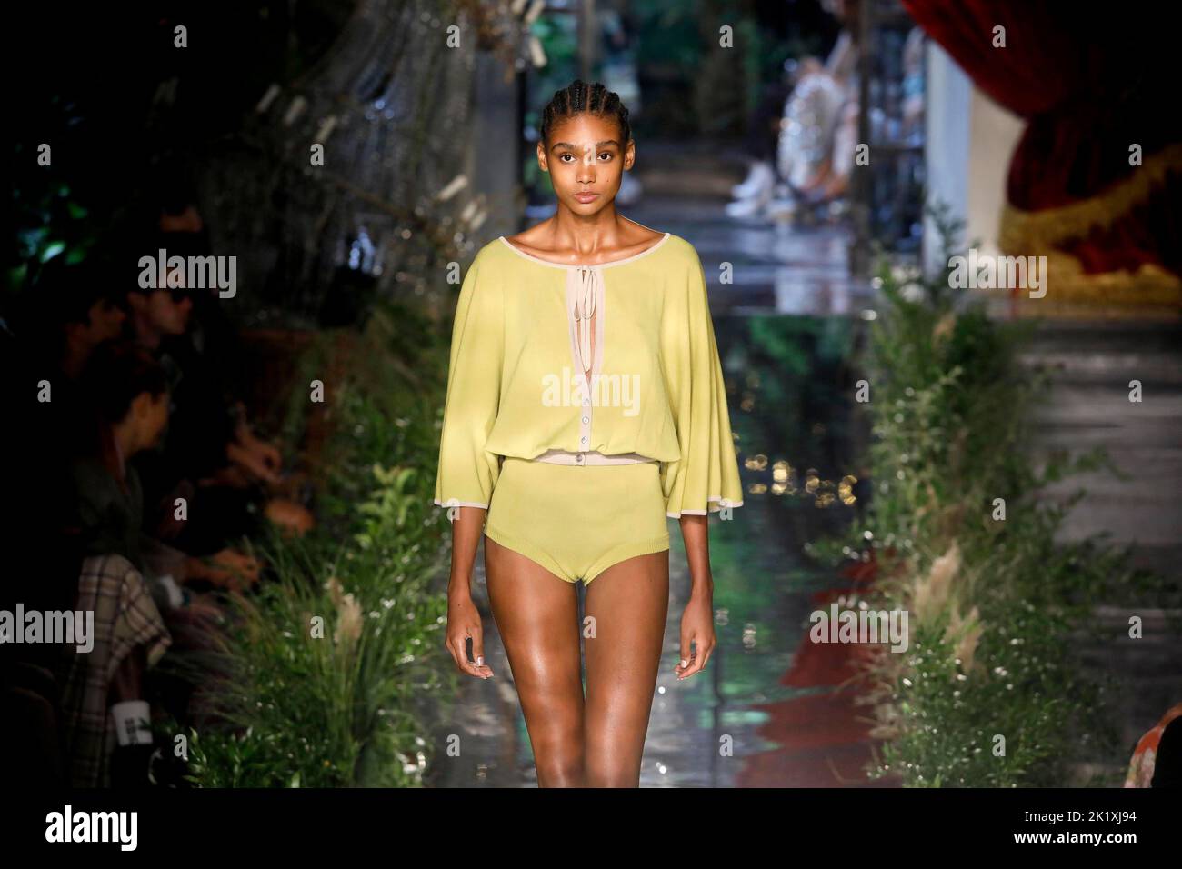 September 21, 2022, Milan, Italy: Models wearing a proposal by Antonio ...