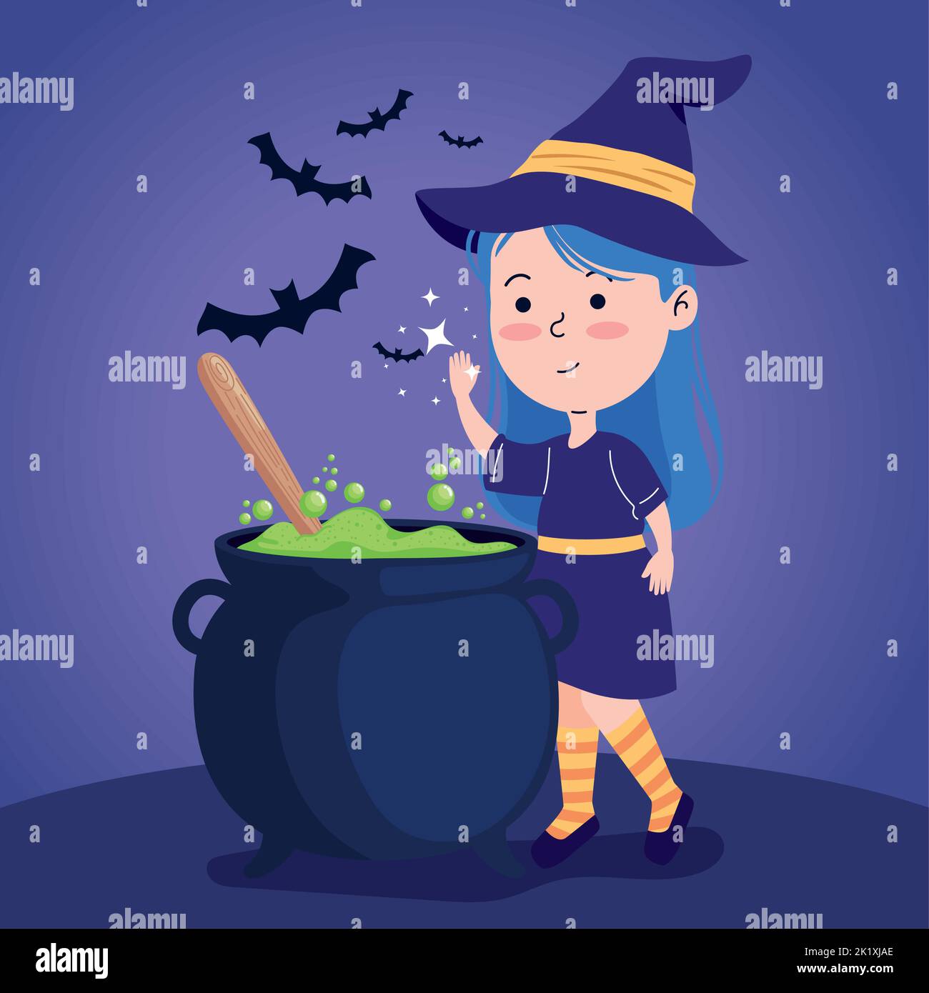 witch with cauldron Stock Vector Image & Art - Alamy