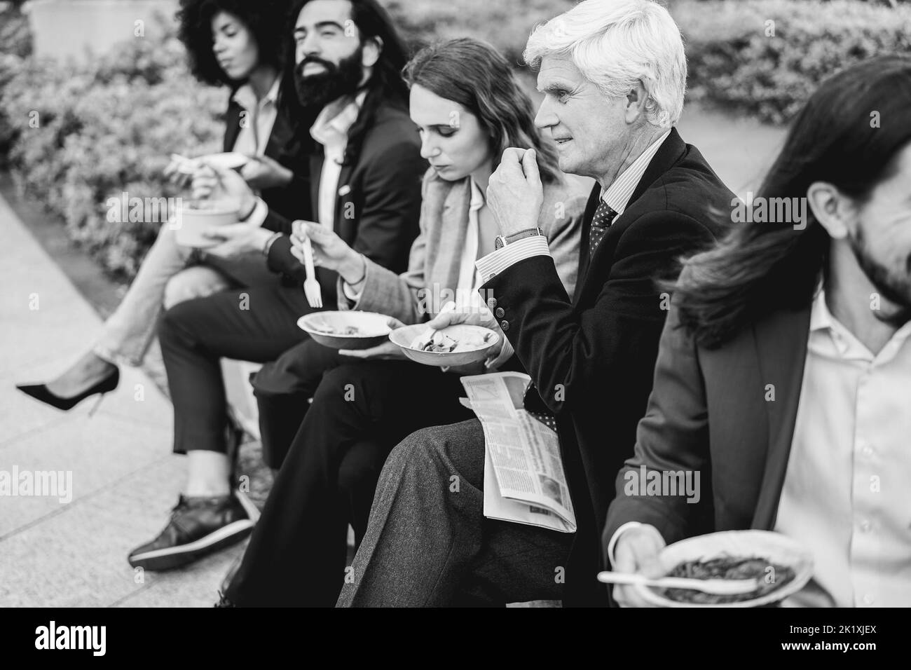 Dinner break Black and White Stock Photos & Images - Alamy